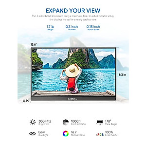 ARZOPA Portable Monitor, 15.6'' 1080P FHD Laptop Monitor USB C HDMI Computer Display HDR Eye Care External Screen w/Smart Cover for PC Mac Phone Xbox Switch PS5-S1 Table