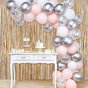 Champagne Tinsel Foil Fringe Curtain Backdrop, 2 Pack Metallic Glitter Curtains Party Decorations Streamers, Xmas Champagne Backdrop for Birthday Wedding Bridal Shower Homecoming New Year