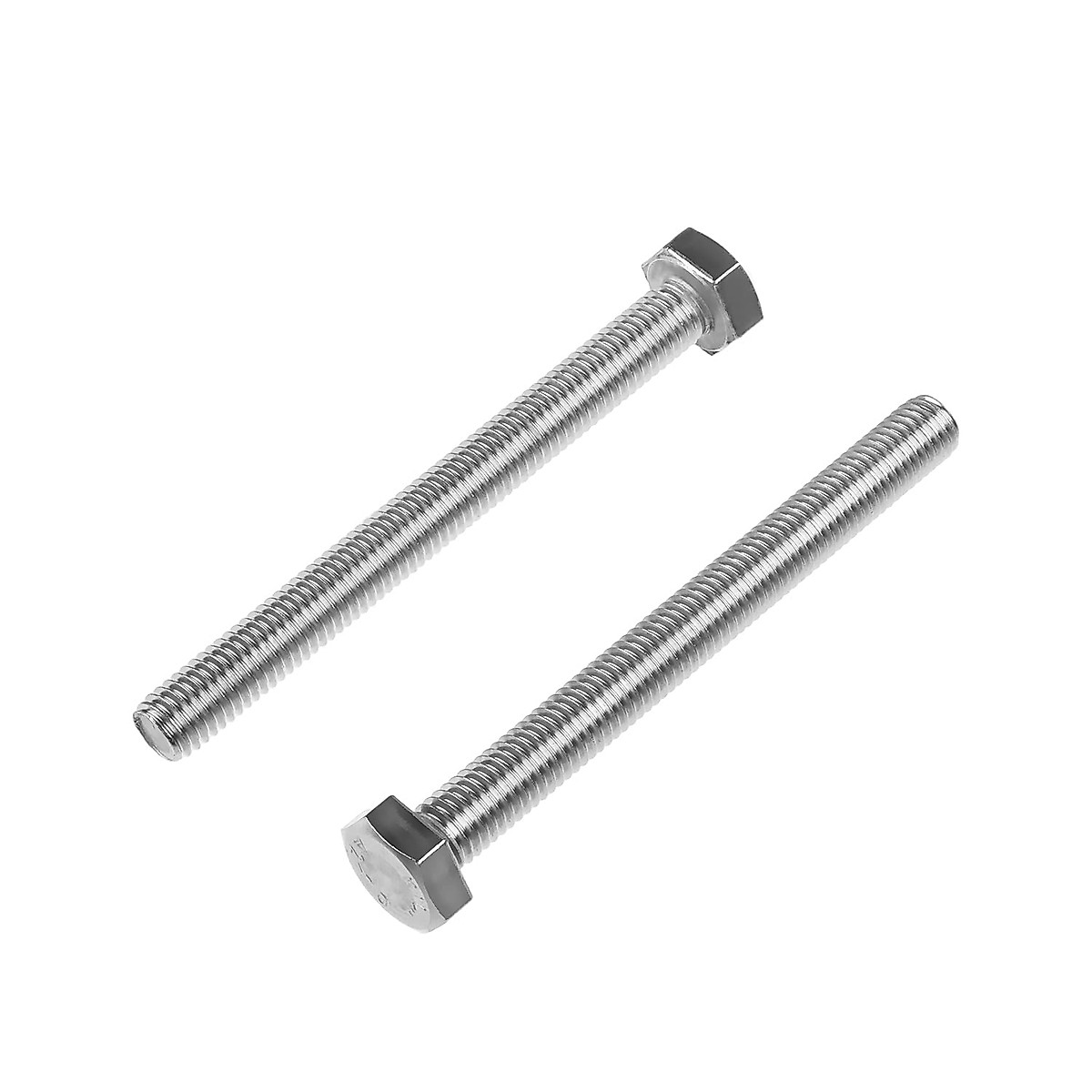 MroMax 2Pcs M10 x 100mm Hex Head Screws Bolts, 304 Stainless Steel 18-8, Fully Threaded, External Hex Drive, for Mounting Chair, Handles, Rail, Pump, Wheels, Antenna Parts, Boat and Plastic Bumpers