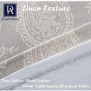 DriftAway Cathy Valance Linen Textured 2 Layers Farmhouse and Modern Rustic Linen Curtains Blackout Valance for Kitchen Living Room Paisley Block Print Single 52 Inch by 14 Inch Plus 2 Inch Gray