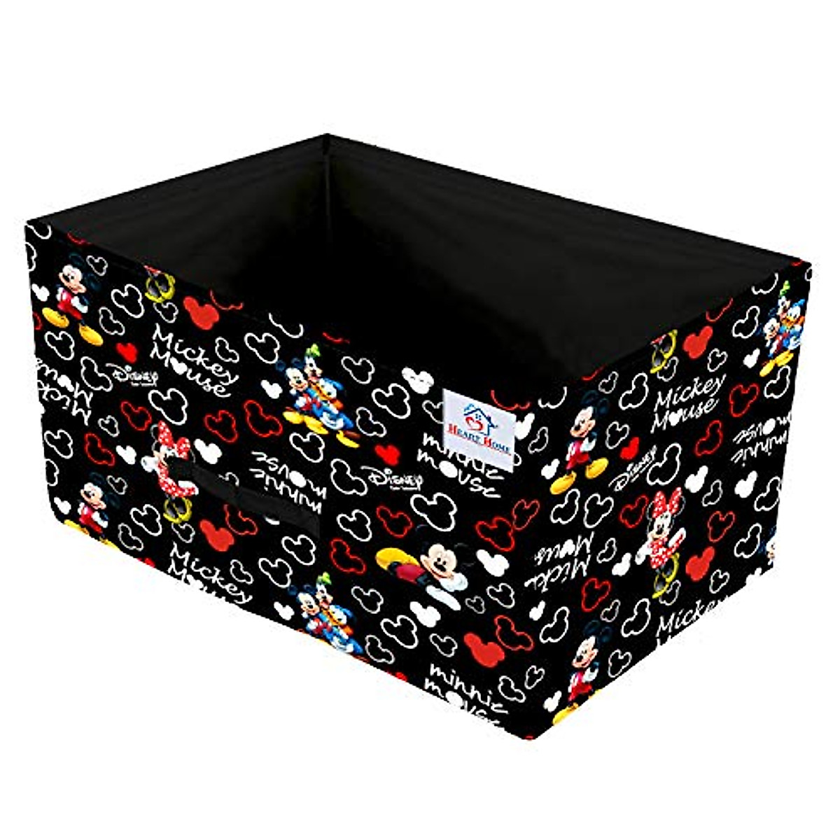 Heart Home Disney Mickey Print Non Woven Fabric 3-Replacement Drawer Storage And Cloth Organizer Unit for Closet (Black)-HHEART16028