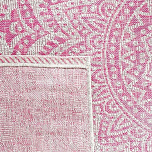 SAFAVIEH Courtyard Collection 5'3" x 7'6" Light Grey/Fuchsia CYH8734 Boho Mandala Indoor/ Outdoor Waterproof Easy--Cleaning Patio Backyard Mudroom Area--Rug