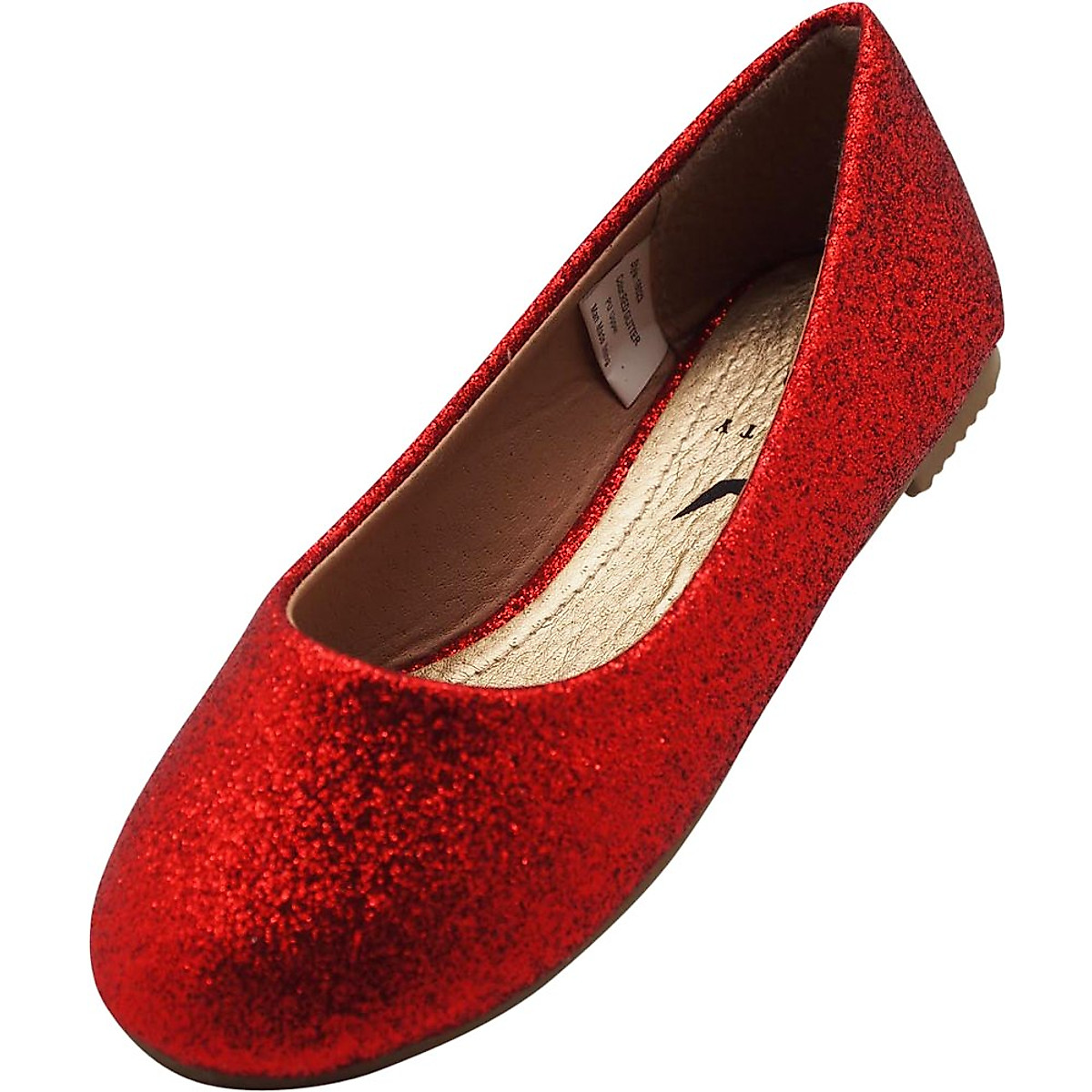 NORTY 12 Fashion Ballerina Shoes for Girls - Ballet Slippers for Toddlers and Big Kids - Dance and Ballet Flats - Runs Two Sizes Small - Red Glitter