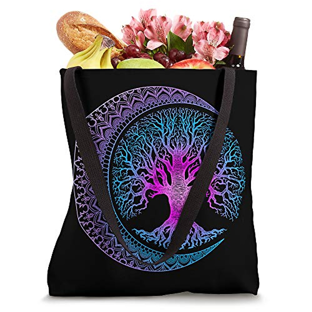 Tree of Life Cresent Moon Phases Mandala Yoga Gift Tote Bag