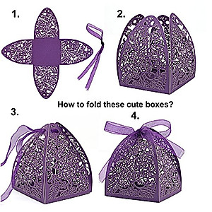 KPOSIYA Pack of 70 Laser Cut Rose Candy Boxes, Favor Boxes 2.5"x 2.5"x 3.1", Gift Boxes for Bridal Shower Anniverary Birthday Party Wedding Favor (Gold)