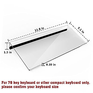 KOTEMON Mini Computer Keyboard Stand-11.8'' x 5.1''-Small Computer Keyboard Tray Acrylic Keyboard Holder for 78 Keys Universal Compact Keyboard, with Black Silicone Strip, Clear