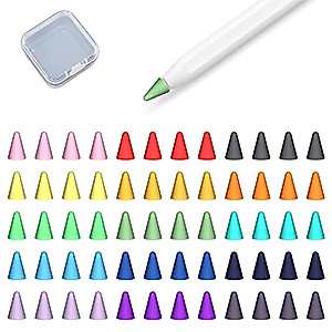 AmberVec 60 Pack Tip Cover for Apple Pencil 2nd Generation and 1st Generation, Comaptible with Apple Pencil Nib, Anti-Slip Slicone Tips Cover, Light Resistance, Multicolor