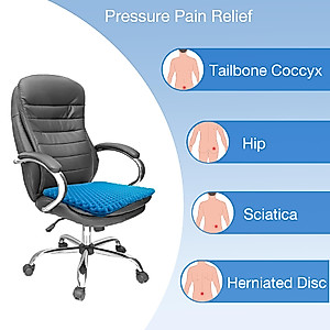 Office Chair Cushions Pads, Seat Cushion for Desk Chair Wheelchair, Gel Seat Cushion for Long Sitting, Car Seat Cushion Cooling Pad, Chair Cushion Pad for Back Sciatica Coccyx Tailbone Pain Relief