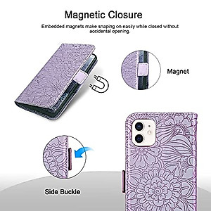 Amnirk iPhone 13 Wallet Case, PU Leather Flip Folio Case [Hand Strap] [3-Slots] Card Holders Pocket for iPhone 13 (Light Purple)