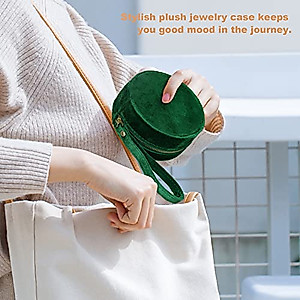 TOPLDILB Plush Velvet Travel Jewelry Box - Mini Jewelry Travel Case with Mirror Portable Small Jewelry Organizer Gift for Christmas Mother's Day Thanksgiving Anniversary Birthday - Emerald