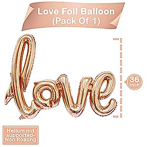 KatchOn, Large Rose Gold Love Balloon Letters - 36 Inch | Heart Balloons, Wedding Shower Balloons | Love Letter Balloons for Romantic Night Decorations | Bridal Shower Decor | I Love You Balloons