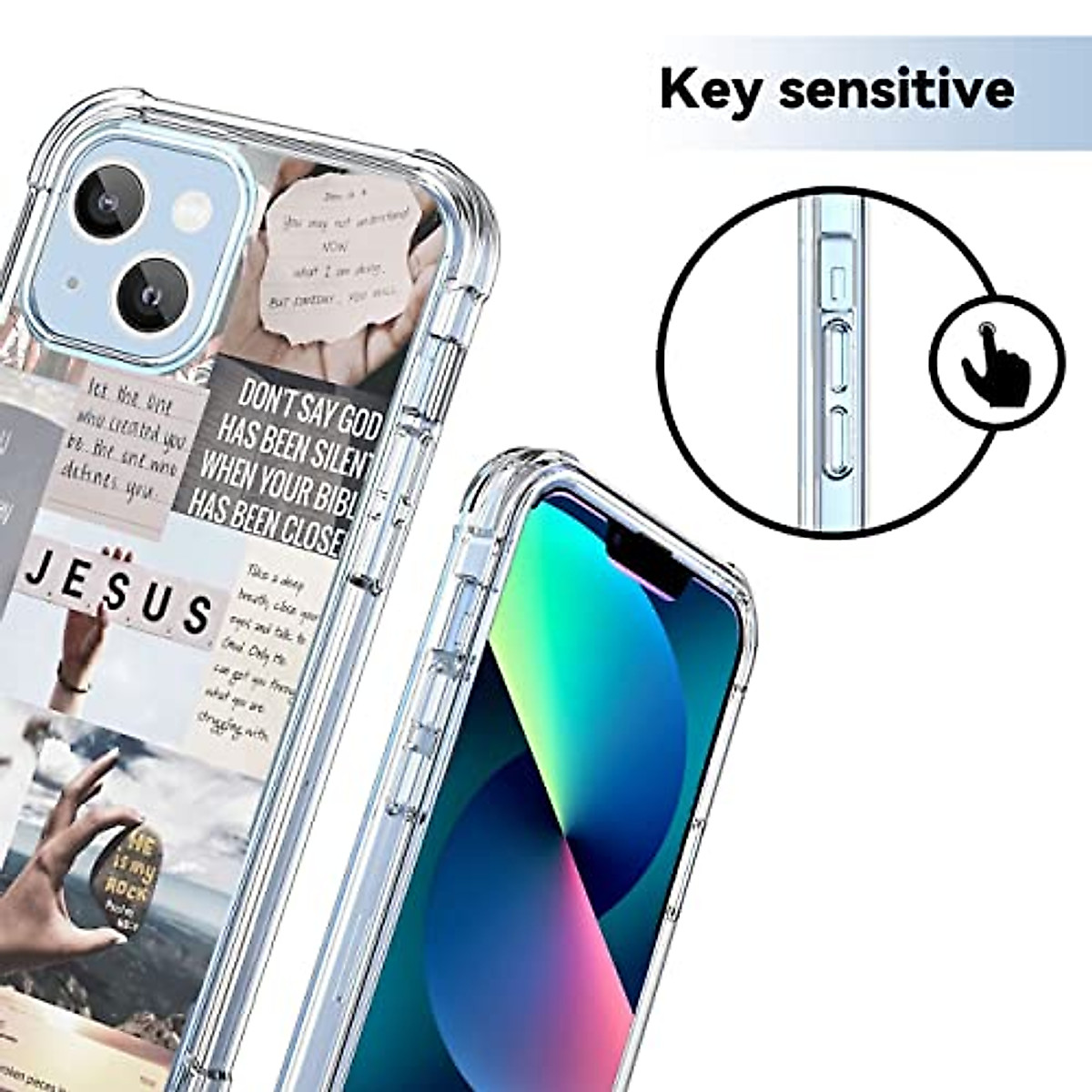 Jesus Quotes Case for iPhone 13 Mini,Christian Motivational Bible Verse Collage Pattern Case for Men Women,Unique Design Soft TPU iPhone 13 Mini Bumper Case