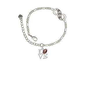 Delight Jewelry Silvertone Love with Football - Silver-tone Paw Infinity Link Chain Bracelet, 6"+2" Extender