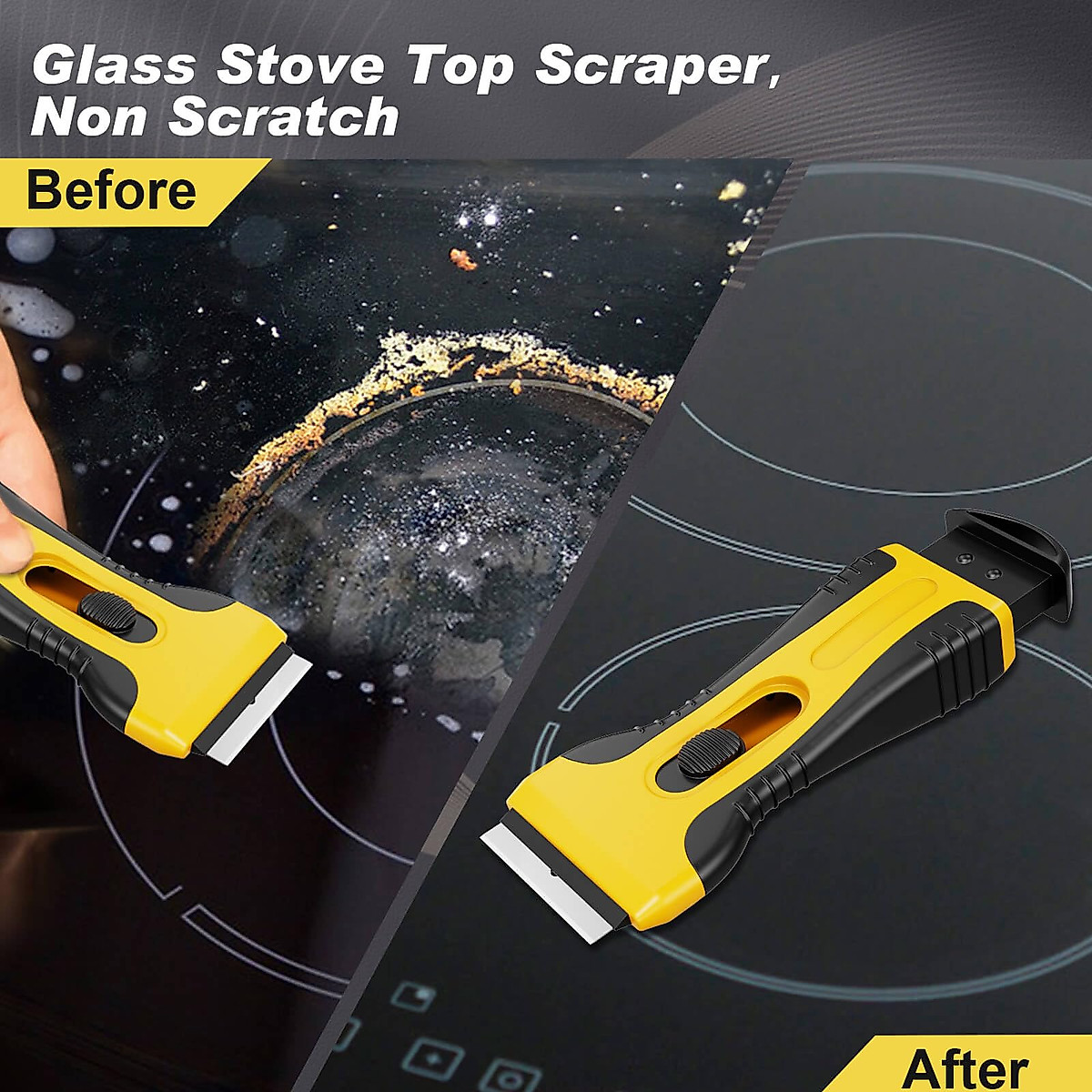 Rerdeim Razor Blade Scraper Tool With 20pcs Extra Blades, Razor Scraper For Cleaning Glass,Stove Top, Cooktop, Window, Oven, Paint, Sticker, Tile, Non Scratch