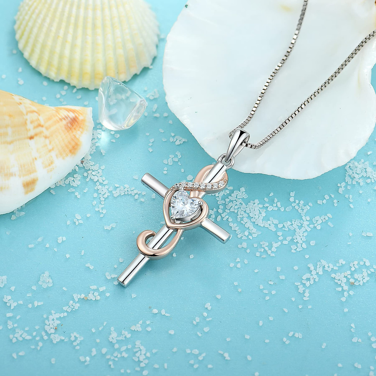 STARCHENIE Women's Note Cross Necklace Sterling Silver Treble Clef Crucifix Pendant Music Note Jewelry for Music Lover