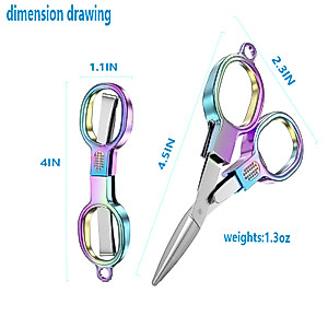 Folding Scissors, 2 PCS Safety Portable Keychain Travel Scissors, Stainless Steel Retractable Pocket Scissors, Mini Compact Craft Scissors for Home, Office, Outdoor, Sewing Sharp Scissors