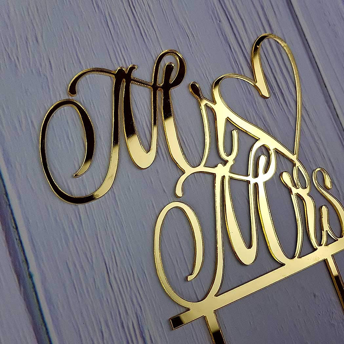 Mr and Mrs Cake Topper, Bride and Groom Sign Wedding, Engagement Cake Toppers Decorations (Mirror Gold Acrylic)