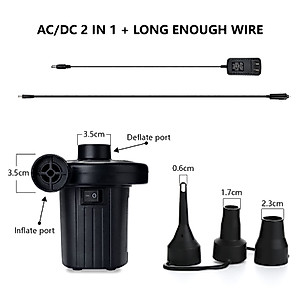 Jasonwell Electric Air Pump Portable Quick-Fill AC DC Inflator Deflator Pump for Air Mattress Inflatables Pool Floats Water Toy Raft Bed Boat Pool Toy with Nozzles110-240 V