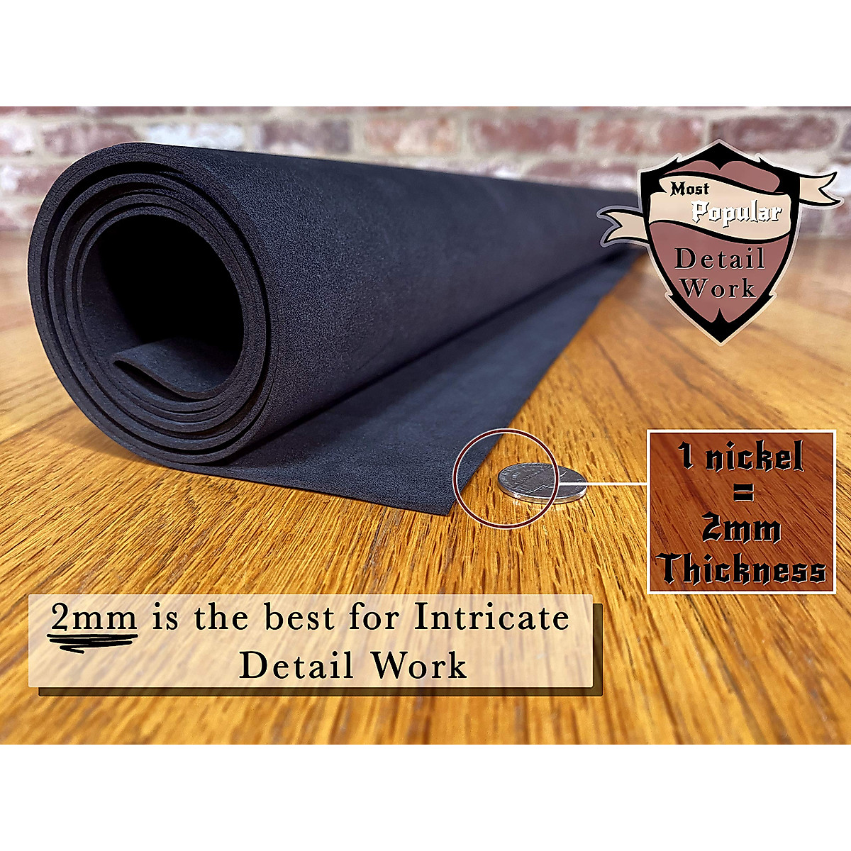 EVA Foam Cosplay - 2mm (1mm to 10mm) - Black or White - 14" x 39" Sheet - Ultra High Density Craft Foam 85 kg/m3 - by The Foamory