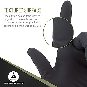 Dynarex Black Arrow Disposable Latex Exam Gloves, Powder-Free, For Healthcare, Law Enforcement, Tattoo, Salon or Spa, Black (100, Medium)