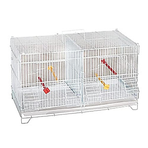 Seny Set of 4 Stackable Breeding Bird Cage for Canary Finch Small Birds (White)