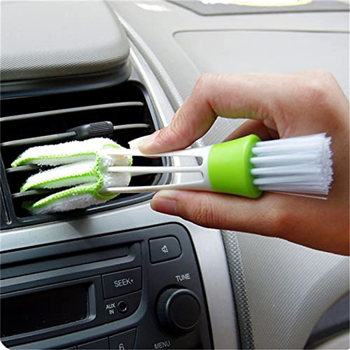 LIUCM Cleaning Brush For Air Outlet Of Two-Headed Car Air Conditioner, Soft Brush For Instrument Panel Dusting, And Cleaning Articles For Interior Decoration