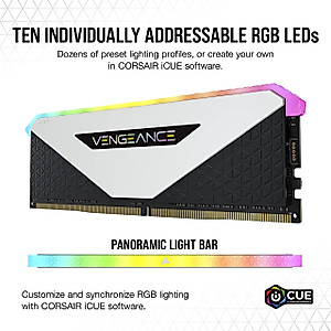 CORSAIR VENGEANCE RGB RT 32GB (2x16GB) DDR4 3600 (PC4-28800) C18 1.35V Desktop Memory