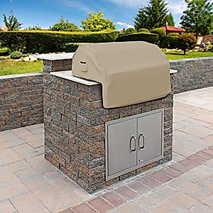 Covers & All Built-in Grill Cover Made of 12 Oz Waterproof Fabric with Air Pocket & Elastic for Snug Fit (32" W x 26" D x 24" H, Beige)