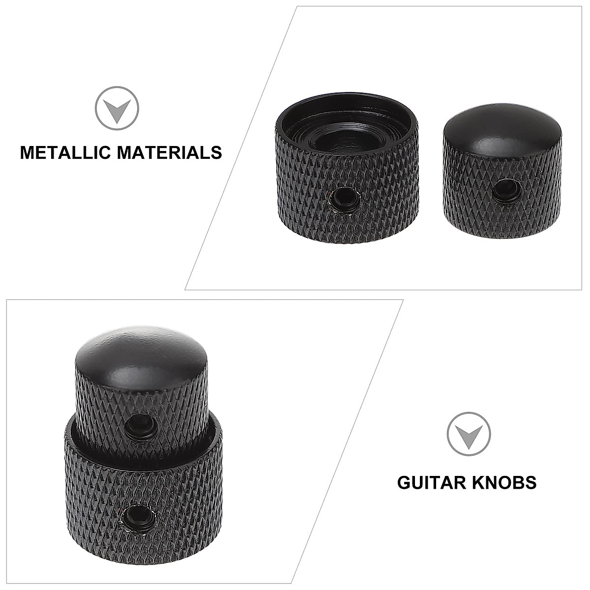 HEALLILY Dual Concentric Control Knobs Stacked Knobs Guitar Volume Tone Control Dome Knobs for Electric Guitar Bass Black