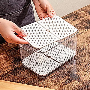 SANNO Vegetable Fruit Containers Fridge Food Storage Produce Saver Container Stackable Refrigerator Freezer Organizer Fresh Keeper Drawers Organizer set of 2