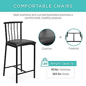 Best Choice Products 3-Piece 36in Wooden Counter Height Dining Table Set for Kitchen, Dining Room w/Storage Shelves, Metal Frame, 2 Barstools - Espresso