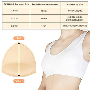SERMICLE Waterproof Swimsuit Bra Pad Inserts 4 Pairs, Push up Bra Pads Sewn Padded for Bikini Sports Bra A/B or C/D,D/E Cup (A/B Cup, Waterproof Beige)