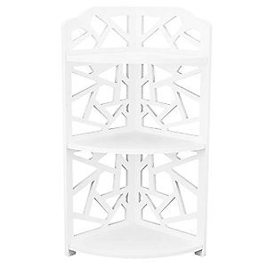 Liyeehao 3 Tier Corner Shelf, PVC Foam Board Small Corner Shelves Large Storage Area Plant Standing Rack, Storage Rack for Small Spaces Bathroom Bedroom Kitchen Garage