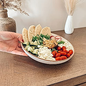 Mora Ceramic Large Pasta Bowls 30oz, Set of 4 - Serving, Salad, Dinner, etc Plate/Wide Bowl - Microwave, Oven, Dishwasher Safe Kitchen Dinnerware - Modern Porcelain Stoneware Dishes, Vanilla & Grey