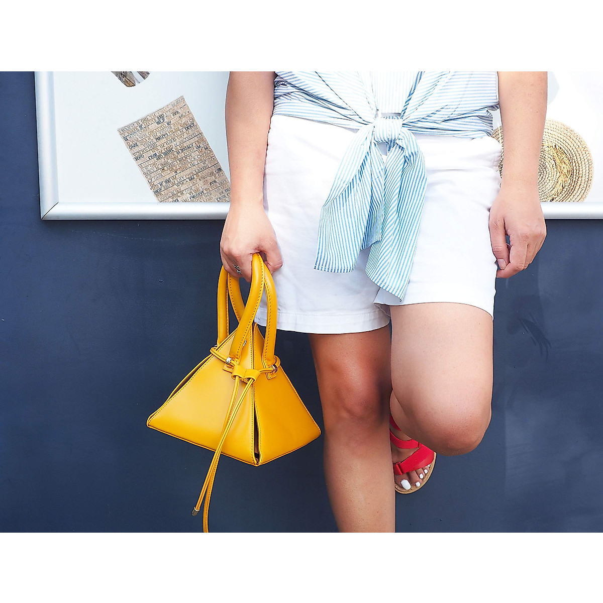 moderngenic 'Pyramid' Luxury Handbag, Fashion Cross-body Shoulder Bag, Soft PU Leather Designer Handbag for Women/Girls (Red)