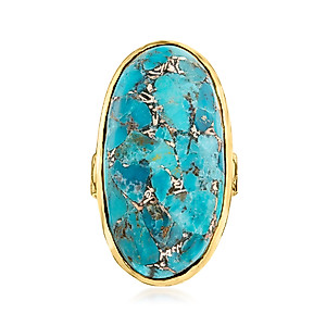 Ross-Simons Mosaic Turquoise Ring in 18kt Gold Over Sterling. Size 8
