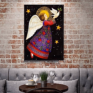 DIY 5D Square Diamond Painting by Number Kit, Angel Paint by Sticker Rhinestone Embroidery Kits for Adults Cross Stitch for Children Supply Arts Craft Canvas Wall Decor Stickers Home 12x16 inches