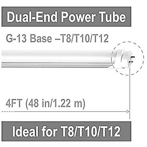 HouLight T8 LED Replacement, 25-Pack, 18W 4-Foot T8 LED Light Tube, 6000K, Daylight, Super Bright White, Double End Power, Frosted Cover