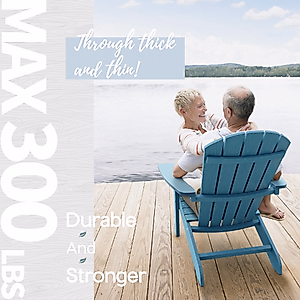 YEFU Adirondack Chair Plastic Weather Resistant, Patio Chairs, Looks Exactly Like Real Wood, Widely Used in Outdoor, Fire Pit, Deck, Outside, Garden, Campfire(Blue)