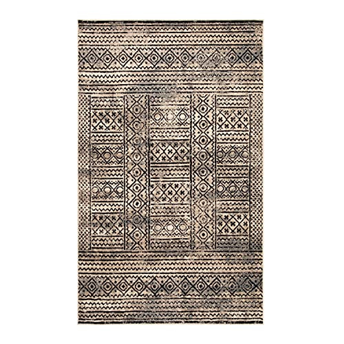 SUPERIOR Indoor Small Area Rug, Geometric Aztec Decor for Office, Home Entry, Dining, Dorm, Kitchen, Hardwood Floor, Living Room, Bedroom, Jute Backing, Navajo Collection, 5' x 8', Cream