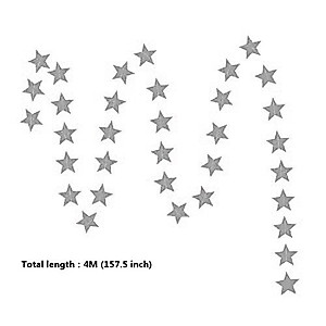 Fecedy Sparkling Star Garland Bunting for Birthday Wedding Engagement Bridal Shower Baby Shower Bachelorette Holiday Celebration Party Decorations 13 feet (Silver)