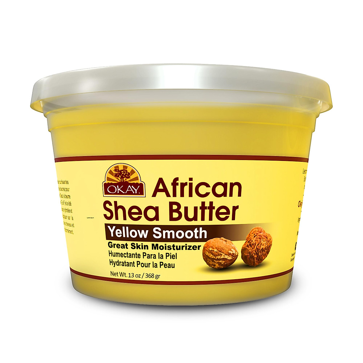 OKAY Yellow Shea Butter for Hair and Skin - Raw African Shea Butter for Women and Men, Daily Moisturizer for Face and Body, Helps with Stretch Marks, Soothes Dryness - 13 Oz Jar (Pack of 1)