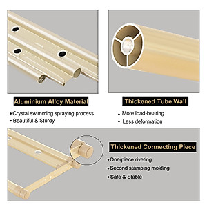 ZGGJZKV Ceiling Mounted Type Drying Clothes Rack for Home, Balcony Hand Cranked Lifting Airer, 78.8 Inches Long Three Poles Aluminium Alloy Clothing Dryer, Champagne Gold