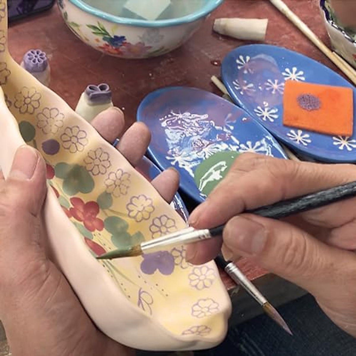 ALMA Hand Painted Blue Spoon Rest For Stove Top in Polish Pottery Style,Handmade Durable Spoon/Ladle Holder, Elegant Side dishes,Dip Bowls For Kitchen Counter, Microwave Oven safe up to 480 F