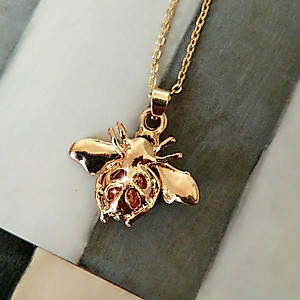 Figaro Design Elegent Crystal Yellow Little Bee Colored Glaze Drip Honey Bee Little Bumblebee Pendant Necklace