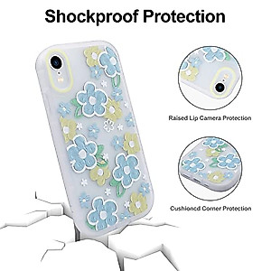 PNATEE Case for iPhone XR, Light Yellow Flower Floral Design for Women Girl Full Body Slim Soft Protective Case TPU Cover for iPhone XR (6.1 inch)