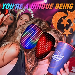 MEGOO Led Mask with Gesture Sensing Transforming,Light Up Luminous Digital Glow Mask for Halloween Rave Dj Party Masquerade