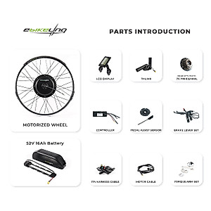 EBIKELING Waterproof Ebike Conversion Kit with Battery 26" Fat Tire Direct Drive Front or Rear Wheel Electric Bike Conversion Kit Ebike Battery & Charger Included 1500W 1200W Electric Bike for Adults