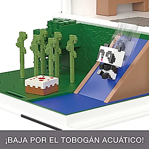 Mattel Minecraft Mob Head Minis Toys, Panda Playhouse Playset & 2 Panda Action Figures, Removable Bamboo Shoots & Cake Slice