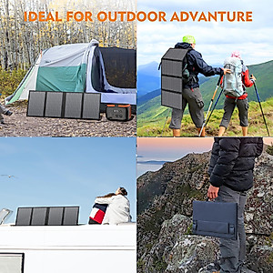 250Wh Portable Power Station with 60W Solar Panel, Solar Generator Outdoor Backup Battery Supply with AC Outlet for Tent Camping, Home Emergency, Traveling, RV Trip